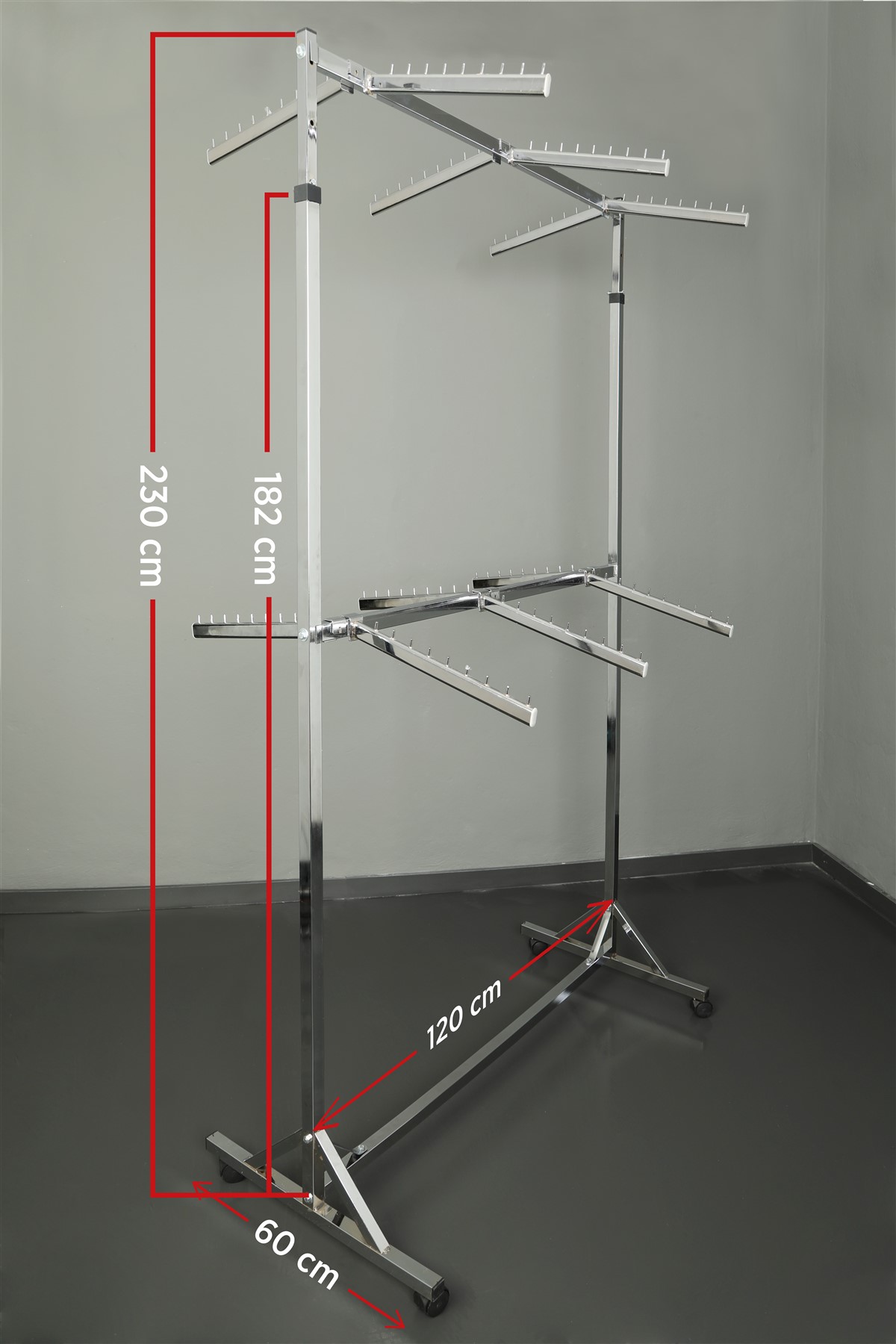 Double-Tier Double-Sided 12-Hook Chrome Stand - Rack Modern