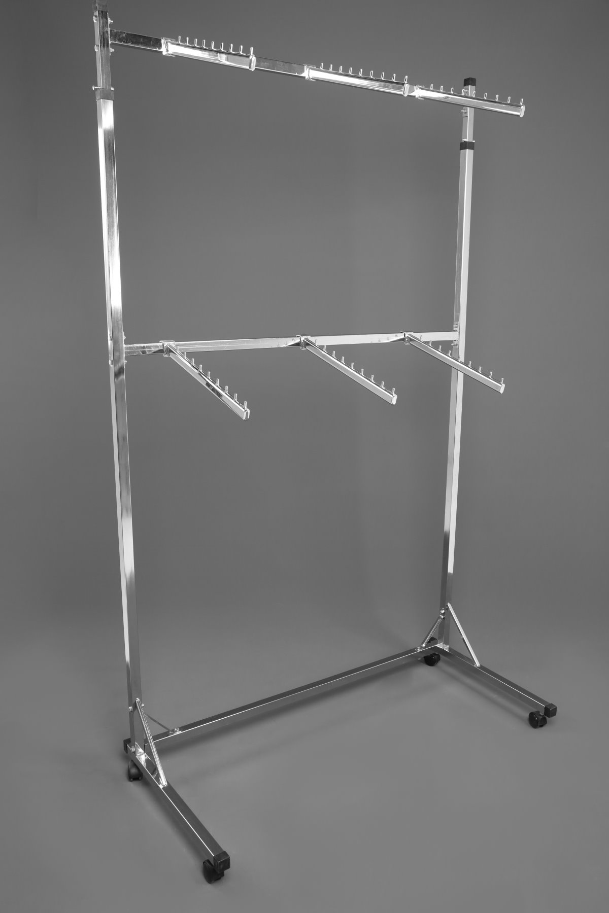 Double-Tier Single-Sided 6-Hook Chrome Hanger Stand - Rack Modern